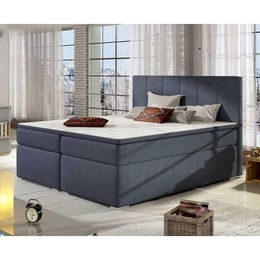 Pharao24.de Polsterbett Boxbett in Jeansblau mit Bezug
