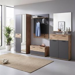 Pharao24.de Moderne Komplett Garderobe in Wildeichefarben Grau (f&uuml;nfteilig)