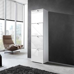 Pharao24.de Schuhschrank in Hochglanz Wei&szlig; 4 Klappen