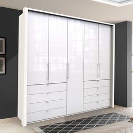 Pharao24.de Schlafzimmer Kleiderschrank in Wei&szlig; Glas beschichtet Faltt&uuml;ren