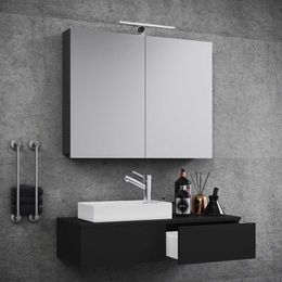 Pharao24.de Modernes Waschplatz Set in Schwarz die Wandmontage (zweiteilig)