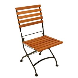 Pharao24.de Gartenklappst&uuml;hle aus massivem Eukalyptusholz Stahl (2er Set)