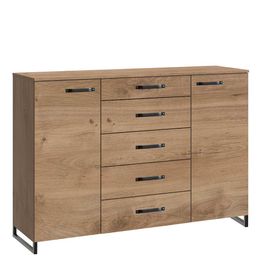 Pharao24.de Industriestil Sideboard mit f&uuml;nf Schubladen B&uuml;gelgestell