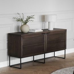 Pharao24.de Hochwertiges Sideboard in Eiche Braun massiv B&uuml;gelgestell aus Metall