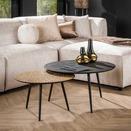 Pharao24.de Wohnzimmer Tische in Goldfarben und Schwarz Metallplatten (zweiteilig)