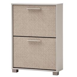 Pharao24.de Schuhklappenschrank Schuhschrank in Beige mit Metallgriffen