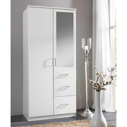 Pharao24.de Kleiderschrank wei&szlig; mit Spiegel und drei Schubladen Made in Germany