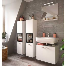 Pharao24.de Badezimmerm&ouml;belset Badm&ouml;bel Set in Wei&szlig; 33 cm tief (vierteilig)