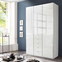 Pharao24.de Kleiderschrank weiss Schlafzimmerschrank mit f&uuml;nf Schubladen Made in Germany