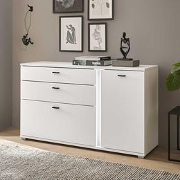 Pharao24.de Wohnzimmerkommode wei&szlig; in modernem Design LED Beleuchtung