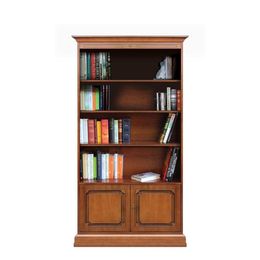 Pharao24.de Klassischer B&uuml;cherschrank in Nussbaumfarben 194 cm hoch