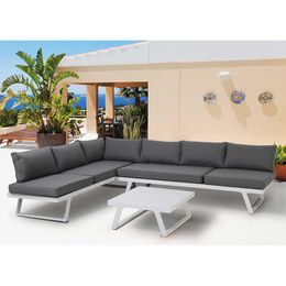 Pharao24.de Lounge Gartenm&ouml;bel Set in Anthrazit und Grau 192 cm breit (zweiteilig)