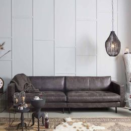 Pharao24.de 3 Sitzer Sofa aus Recycling Leder Schwarz
