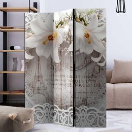 Pharao24.de Paravent Umkleide im Vintage Look Lilien Motiv