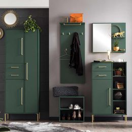 Pharao24.de Garderobenkombination im Skandi Design Dunkelgr&uuml;n und Gold (f&uuml;nfteilig)