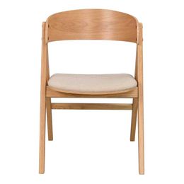 Pharao24.de Skandi K&uuml;chenst&uuml;hle in Eichefarben Webstoff Beige (2er Set)