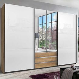 Pharao24.de Kleiderschrank mit Spiegelt&uuml;ren und Schwebet&uuml;ren Selbsteinzug