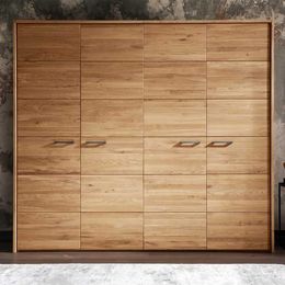 Pharao24.de Kleiderschrank Massivholz aus Wildeiche vier Dreht&uuml;ren 245x219x61 cm Pharao24