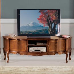 Pharao24.de TV Lowboard im Barock Design 165 cm breit aus Buche Massivholz in Nussbaumfarben 165x56x47 cm Pharao24