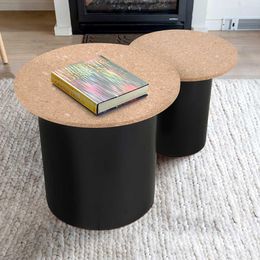 Pharao24.de Wohnzimmer Tische aus Kork und MDF runder Tischplatte (zweiteilig)