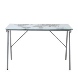 Pharao24.de Designschreibtisch mit bedruckter Glasplatte rechteckig