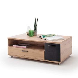 Pharao24.de Rollen Couchtisch in Eichefarben und Anthrazit 115 cm breit