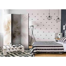 Pharao24.de Design Paravent mit Pusteblumen Motiv Hell Grau und Beige
