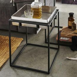 Pharao24.de Kleiner Wohnzimmer Tisch mit abnehmbarer Tischplatte Metall