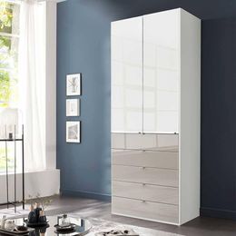 Pharao24.de Jugend Kleiderschrank Schlafzimmerschrank in Hellgrau und Wei&szlig;