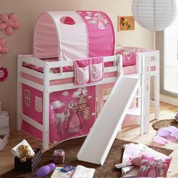 Pharao24.de Prinzessin Hochbett in Wei&szlig; und Rosa Rutsche