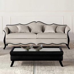 Pharao24.de Luxus Dreisitzer Couch in Beige und Schwarz klassischen Stil