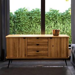 Pharao24.de Holzkommode Wildeiche massiv 144 cm breit Vierfu&szlig;gestell aus Metall
