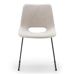 Pharao24.de Moderne Esstisch St&uuml;hle in Beige Gestell aus Metall (2er Set)