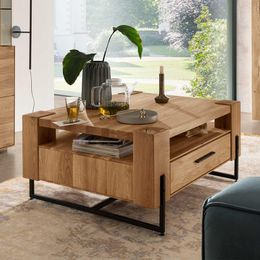 Pharao24.de Echtholztisch Wohnzimmer aus Wildeiche B&uuml;gelgestell 100x45x80 cm Pharao24