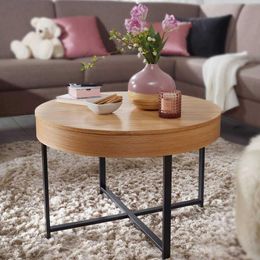 Pharao24.de Sofa Beistelltisch Eiche furniert Stauraum
