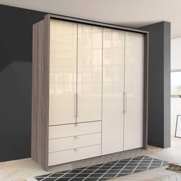 Pharao24.de Schlafzimmerkleiderschrank mit Faltt&uuml;ren und Schubladen glasbeschichtet