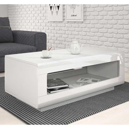 Pharao24.de Hochglanz Wohnzimmer Tisch in Wei&szlig; 110 cm breit - 60 cm tief