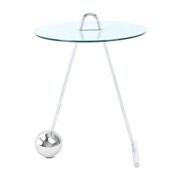 Pharao24.de Designtisch mit runder Glasplatte 60 cm hoch