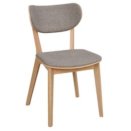 Pharao24.de St&uuml;hle aus Eiche Massivholz Webstoff Bezug in Hellgrau (2er Set) in Holz White Wash Pharao24