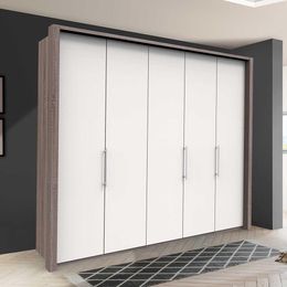 Pharao24.de Panorama Kleiderschrank in Wei&szlig; Eiche Tr&uuml;ffelfarben
