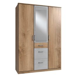 Pharao24.de Kleiderschrank mit Spiegelt&uuml;r und drei Schubladen Made in Germany
