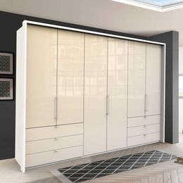 Pharao24.de XL Kleiderschrank in Cremefarben glasbeschichtet