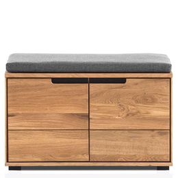 Pharao24.de Sitzbank Flur Eiche teilmassiv 80 cm breit einer Polsterauflage aus Spanplatte in Eichefarben 80x47x40 cm Pharao24