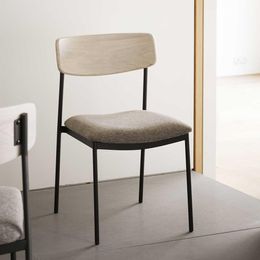 Pharao24.de Stuhl K&uuml;che Esstischstuhl mit Gestell aus Metall und R&uuml;ckenlehne aus Holz (2er Set)