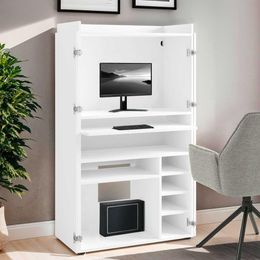 Pharao24.de Schreibtisch Schrank Computerschrank in modernem Design und Wei&szlig;