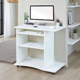 Pharao24.de Computertisch in Wei&szlig; fahrbar