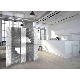 Pharao24.de Raumteiler Paravent mit abstraktem 3D Motiv Grau