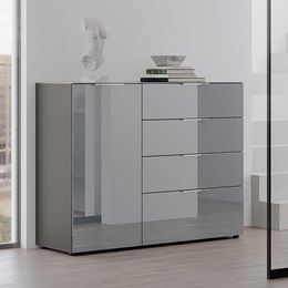 Pharao24.de Gro&szlig;e Kommode in modernem Design vier Schubladen und T&uuml;r