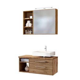 Pharao24.de H&auml;ngendes Badezimmer Set in Wildeichefarben Made in Germany (dreiteilig)