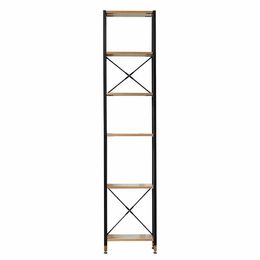 Pharao24.de Wohnzimmerregal in Schwarz und Akazienfarben 45 cm breit